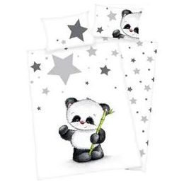 Herding Babybettw&auml;sche BABY BEST "Panda", grau, B/L: 100cm x 135cm, 1 Stk., 1 Stk., Renforc&eacute;, B/L: 60cm x 40cm, Renforc&eacute;, Obermaterial: 100% Baumwolle, Bettw&auml;sche, mit niedlichem Motiv