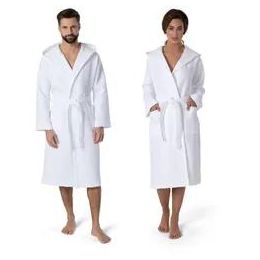 M&ouml;ve Unisex-Bademantel M&Ouml;VE "Piqu&eacute;e, ideal f&uuml;r Sauna & Spa, Hotelbademantel, Morgenmantel" Gr. S, wei&szlig;, L:120cm, Walkfrottier, Hausm&auml;ntel, mit Kapuze