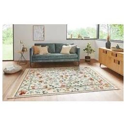 Teppich Hanse Home "Orient Flowers" Gr. 2, beige (creme), B:95cm H:5mm L:140cm, Viskose, Teppiche, Teppich, Kurzflor mit Fransen, Orient, Wohnzimmer, Schlafzimmer, Esszimmer