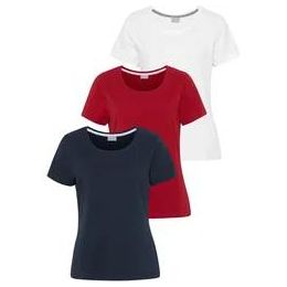 T-Shirt Eastwind, Damen, Gr. 48/50, bunt (marine, rot, wei&szlig;), Single Jersey, Obermaterial: 100% Baumwolle, clean, unifarben, Basic, figurumspielend h&uuml;ftlang, abgesteppt, Shirts T-Shirt, Kurzarm, h&uuml;ftlang, f&uuml;r die Freizeit, aus Baumwolle