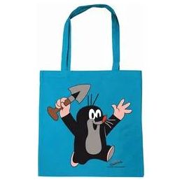 Henkeltasche logoshirt "Baumwolltasche Der kleine Maulwurf", Damen, Gr. B/H/T: 38cm x 42cm x 38cm, blau (t&uuml;rkis), Baumwolle, bedruckt, Taschen, mit coolem Druckmotiv