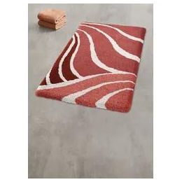 Badematte Kleine Wolke "Flame", rot (marsala), H:15mm, Polyacryl, Badematten, Badematte, Badteppich, modernes Wellen Design