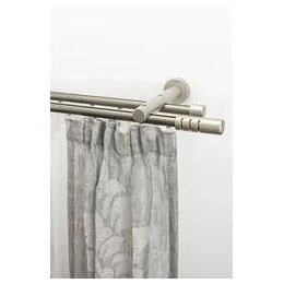 Gardinenstange Garesa "PEMPIA", grau (chromfarben), L:100cm &Oslash;:20mm, Holzwerkstoff, Metall, Gardinenstangen, Vorhanggarnitur, verl&auml;ngerbar, Knopf m.Ausschnitte