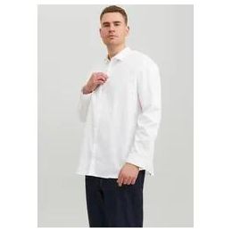 Jack & Jones PlusSize Langarmhemd "JPRBLACARDIFF SHIRT", Herren, Gr. 5XL, N-Gr, wei&szlig;, Web, Obermaterial: 100% Baumwolle, JACK & JONES PLUSSIZE, Hemden