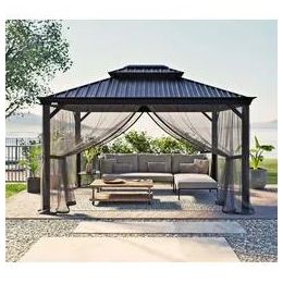 Pavillon Sojag "Messina 10x12", grau (anthrazit, anthrazit), B/H/T: 298cm x 292cm x 363cm, Pavillons, BxT: 298x363 cm