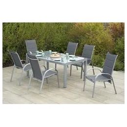 Garten-Essgruppe Merxx "Amalfi", silber (silber, grau), Polyester, Aluminium, Polyester, Sitzm&ouml;bel-Sets