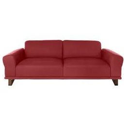 2,5-Sitzer W.Schillig "montanaa", rot (ruby rot z59), B:232cm H:78cm T:94cm, Sofas, mit Metallkufen in Bronze pulverbeschichtet, Breite 232 cm