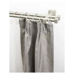 Gardinenstange Garesa "CUBUS", grau (chromfarben), L:100cm &Oslash;:20mm, Holzwerkstoff, Metall, Gardinenstangen, Vorhanggarnitur, verl&auml;ngerbar, Endkappe, mit Ringe