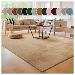 Teppich Paco Home "Cadiz 630", beige (dunkelbeige), B:200cm H:14mm L:280cm, Polyester, Teppiche, Teppich, Uni-Farben, besonders weich, waschbar, auch als L&auml;ufer erh&auml;ltlich