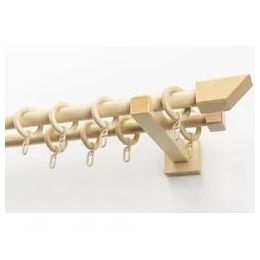 Gardinenstange Garesa "CUBUS", beige (natur), L:100cm &Oslash;:20mm, Holzwerkstoff, Gardinenstangen, Vorhanggarnitur, verl&auml;ngerbar, Endknopf abgeschr&auml;gt, mit Ringe