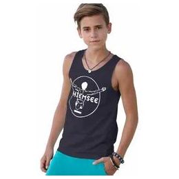 Tanktop Chiemsee "BASIC", Jungen, Gr. 152/158, blau (marine), Jersey, Obermaterial: 100% Baumwolle, bedruckt, Basic, l&auml;ssig geschnitten, Tops Tanktop, mit Logodruck-Druck in Kontrast