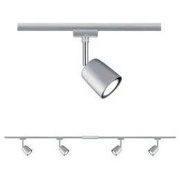 Paulmann Schienensystem-Leuchten "URail Set Cover Chrom matt GU11 max. 4x10W", silber (chromfarben, chromfarben), &Oslash; 6,5cm H: 18cm, 1 Stk., Leuchten, GU10