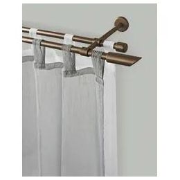Gardinenstange Garesa "ZYLI", braun (bronzefarben), L:100cm &Oslash;:16mm, Holzwerkstoff, Metall, Gardinenstangen, Vorhanggarnitur, verl&auml;ngerbar, Knopf abgeschr&auml;gt, ohne Ringe