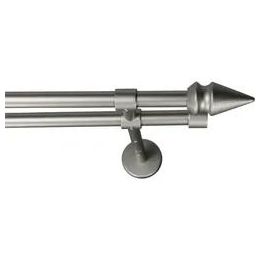 Gardinenstange Garesa "SPYRNA", silber (mattchromfarben), L:110cm &Oslash;:16mm, Holzwerkstoff, Metall, Gardinenstangen, Vorhanggarnitur, verl&auml;ngerbar, Spitze, ohne Ringe