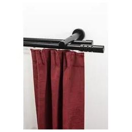 Gardinenstange Garesa "PEMPIA", schwarz, L:100cm &Oslash;:20mm, Holzwerkstoff, Metall, Gardinenstangen, Vorhanggarnitur, verl&auml;ngerbar, Knopf m.Ausschnitte