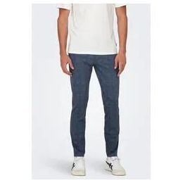 Only & Sons Chinos ONLY & SONS "ONSMARK SLIM CHECK PANTS 9887 NOOS", Herren, Gr. 32, L&auml;nge 34, blau (marineblaus), Web, Obermaterial: 64% Viskose, 31% Polyester, 5% Elasthan, kariert, schmal normal, Hosen