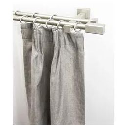 Gardinenstange Garesa "CUBUS", grau (chromfarben), L:100cm &Oslash;:20mm, Holzwerkstoff, Metall, Gardinenstangen, Vorhanggarnitur, verl&auml;ngerbar, Endknopf eckig, mit Ringe