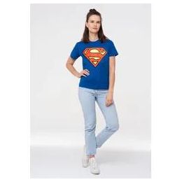 T-Shirt logoshirt "Superman Logo", Damen, Gr. S, blau, 100% Baumwolle, bedruckt, normal, Rundhals, Shirts T-Shirt, mit trendigem Superhelden-Print
