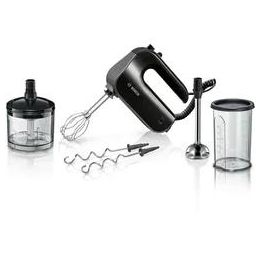 Bosch Handmixer "Home Professional MFQ4980B, Edelstahl Besen/Knethaken, Mixfu&szlig;, schwarz", schwarz (schwarz, dunkelsilberfarben), B:20,7cm H:14,2cm T:7,5cm, Mixer, Spiralkabel, 5 Stufen, Turbostufe, Zerkleinerer, Mixbecher, Made in EU