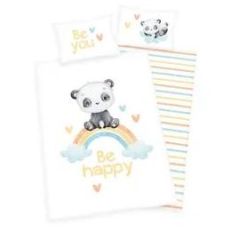 Herding Babybettw&auml;sche BABY BEST "Regenbogen Panda", bunt, B/L: 100cm x 135cm, 1 Stk., 1 Stk., Renforc&eacute;, B/L: 40cm x 60cm, 2 Stk., Renforc&eacute;, Obermaterial: 100% Baumwolle, Bettw&auml;sche, mit liebevollem Motiv