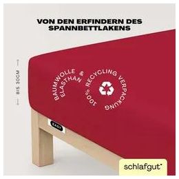 Spannbettlaken Schlafgut "EASY JERSEY ELASTHAN Bettlaken, 170 g/m2, 95% Baumwolle, 5% Elasthan", rot (rot deep), 1 Stk., Jersey, 120-130x200-220 30cm, Jersey, Obermaterial: 95% Baumwolle, 5% Elasthan, Bettlaken, Spannbettlaken, Spannbettlaken bis 30 cm H&ouml;he, b&uuml;gelfrei, pflegeleicht, perfekter Sitz