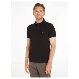 Poloshirt Tommy Hilfiger "1985 SLIM POLO", Herren, Gr. L (52), schwarz, Piqu&eacute;, Obermaterial: 97% Baumwolle, 3% Elasthan, unifarben, Basic, schmal normal, Rundhals, eingesetzt Rippb&uuml;ndchen, Shirts, mit Stickerei, Piqu&eacute;-Qualit&auml;t, Slim fit