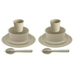 Kombiservice Koziol "Geschirr-Set, Service CONNECT SET HELSINKI", beige (nature desert sand), 10 Stk., Holz, Kunststoff, Geschirr-Sets, Kombiservice, Made in Germany, 10 Teile, f&uuml;r 2 Personen