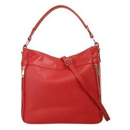 Henkeltasche CLUTY, Damen, Gr. B/H/T: 35cm x 27cm x 9cm onesize, rot, Leder, unifarben, Taschen, echt Leder, Made in Italy