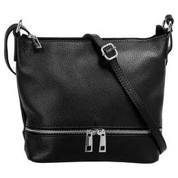 Umh&auml;ngetasche CLUTY, Damen, Gr. B/H/T: 23cm x 20cm x 3cm onesize, schwarz, Leder, unifarben, Taschen Umh&auml;ngetasche, echt Leder, Made in Italy