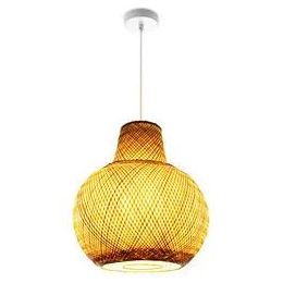 Paco Home Pendelleuchte "TOPU", braun (holz), &Oslash; 38cm H: 42cm, Leuchten, Bambus H&auml;ngeleuchte Korb Boho Rustikal Natur Ess E27, Pendelleuchte