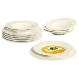 Tafelservice Seltmann Weiden "Teller Set, Geschirr-Set Zo&egrave;", beige (creme), 12 Stk., Porzellan, Geschirr-Sets, Tafelservice, Suppenteller, Made in Germany, 12 Teile, f&uuml;r 6 Personen