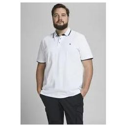 Jack & Jones Poloshirt "JJEPAULOS POLO SS NOOS PLS", Herren, Gr. 4XL, wei&szlig;, Single Jersey, Obermaterial: 100% Baumwolle, JACK & JONES PLUSSIZE, unifarben, normal, Rundhals, Shirts