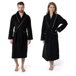 M&ouml;ve Unisex-Bademantel M&Ouml;VE "Schalkragen Velours, ideal f&uuml;r Sauna & Spa, Hotelbademantel" Gr. L, schwarz, L:125cm, Velours, Hausm&auml;ntel, edel gestalteter Saum