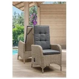 Gartensessel Destiny "PALMA", beige (natur meliert), B:60cm H:110cm T:62cm, Obermaterial: 100% Polyester. Miedereinsatz: 50% Polyester, 50% Polyurethan, Sessel, Aluminium, Polyrattan, inkl. Auflagen