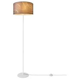 Paco Home Stehlampe "Luca Tribal", wei&szlig;, &Oslash; 38cm H: 144cm, Leuchten, Dreibein Mit Lampenschirm Stoff Stehleuchte Modern Abstrakt Uni E27, Stehlampe
