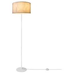 Paco Home Stehlampe "Luca Pillar", wei&szlig;, &Oslash; 38cm H: 144cm, Leuchten, Wohnzimmer Stehlampe Mit Schirm B&uuml;ro Modern Retro Muster E27, Stehlampe