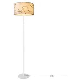 Paco Home Stehlampe "Luca Tribal", wei&szlig;, &Oslash; 38cm H: 144cm, Leuchten, Stehlampe Dreibein Mit Lampenschirm Stoff Modern Abstrakt Uni E27, Stehlampe