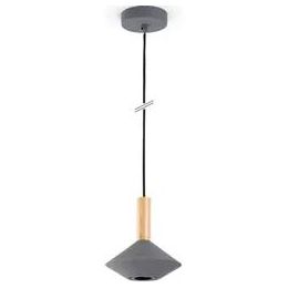 Paco Home Pendelleuchte "MORA", grau, &Oslash; 17cm H: 18,7cm, Leuchten, Wohnzimmer Esszimmer Trichterform Modern Holz Metall GU10, Pendelleuchte