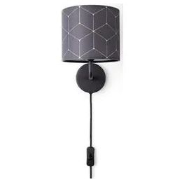 Paco Home Wandleuchte "Luca Cube", schwarz, H: 26,5cm, Leuchten, Wohnzimmer B&uuml;ro Modern Stoffschirm Rund E14 Abstrakt, Wandleuchte