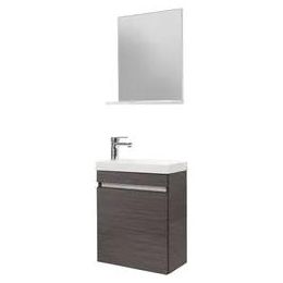Waschtisch Sanotechnik "Nora", braun (eiche), B:48cm H:55cm, Waschtische, Waschtisch, inkl. Waschbecken 48x25x5 cm