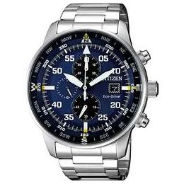 Chronograph Citizen, silber (silberfarben, dunkelblau), Armbanduhren, Herren, Chronograph, Armbanduhr, Herrenuhr, Solar, Stoppfunktion, Edelstahlarmband