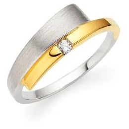 Fingerring Bruno Banani "Schmuck Geschenk Silber 925 Damenring" Gr. 59, gold (silberfarben, gelbgoldfarben, kristallwei&szlig;), Fingerringe, Damen, 59, Silber 925 (Sterlingsilber), 1,7mm, Fingerring, mit Zirkonia (synth.)