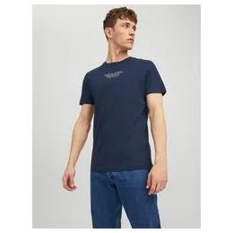 Jack & Jones T-Shirt JACK & JONES "BLUARCHIE TEE", Herren, Gr. M, blau (navy blazer), Single Jersey, Obermaterial: 100% Baumwolle, normal h&uuml;ftbedeckend, Rundhals, Shirts T-Shirt