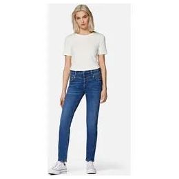Skinny-fit-Jeans Mavi "// Label-Detail Modell "Sophie", Damen, Gr. 32, L&auml;nge 34, blau (mid shaded blau str), Stoff, 87% Baumwolle, 11% Polyester, 2% Elasthan, skinny fit lang, Jeans, Schmale Jeans
