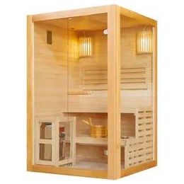 Sauna Sanotechnik "PANORAMA", braun (holzfarben), Saunaofen, integrierte Steuerung, 3,5 kW, Saunen