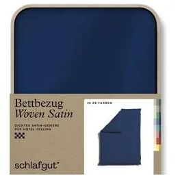 Bettbezug Schlafgut "Woven Satin", blau (blau deep), B:155cm L:220cm, Mako-Satin, Obermaterial: 100% Baumwolle, Bettbez&uuml;ge, besonders dicht gewebt, Mix & Match: passender Kissenbezug erh&auml;ltlich
