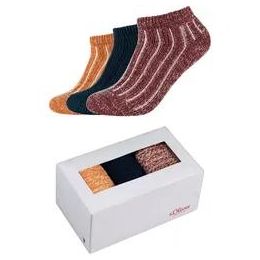 Sneakersocken s.Oliver "Sneakersockenbox 3er Pack", Herren, Gr. 39-42, rot (syrah), 69% Polyester, 29% Polyester, 2% Elasthan, meliert, Socken Sneakersocken