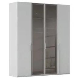 Dreht&uuml;renschrank Rauch "Schrank Garderobe SKAT SHINE Breiten 151/201/251/301cm, H&ouml;he 223/235cm", grau (seidengrau), B:201cm H:235cm T:63cm, Glas, Holzwerkstoff, Schr&auml;nke, Dreht&uuml;renschrank, edle Schrankfront mittig hochwertige Glasrahment&uuml;ren MADE IN GERMANY