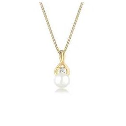 Perlenkette Elli Premium "Infinity Unendlichkeit Topas 585 Gelbgold", gold, Halsketten, Damen, 45, ohne Stein, Gelbgold 585, L: 45, Perlenkette