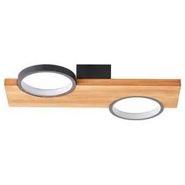 Brilliant LED Deckenleuchte "Cheesy", schwarz (matt schwarz, holz), H: 5cm, 1 Stk., Leuchten, 40 x 25 cm, 1400lm, 3000K, Holz/Metall, natur/schwarz, LED Deckenleuchte
